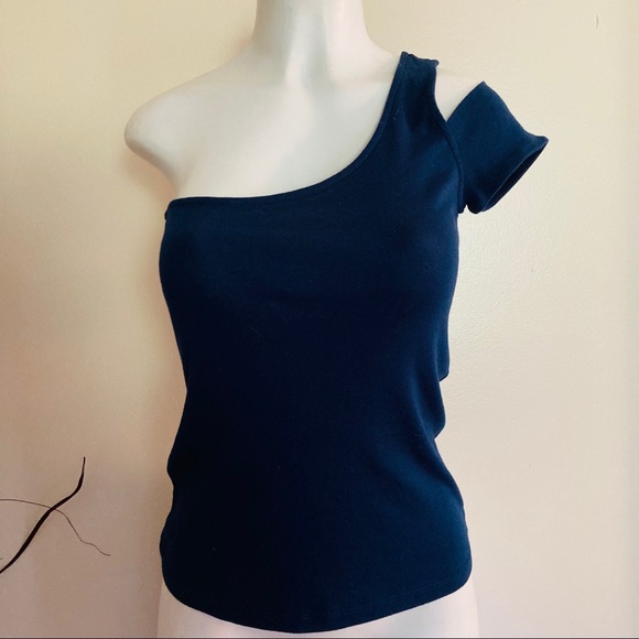 Splendid | Tops | Splendid One Shoulder Navy Blue Top | Poshmark